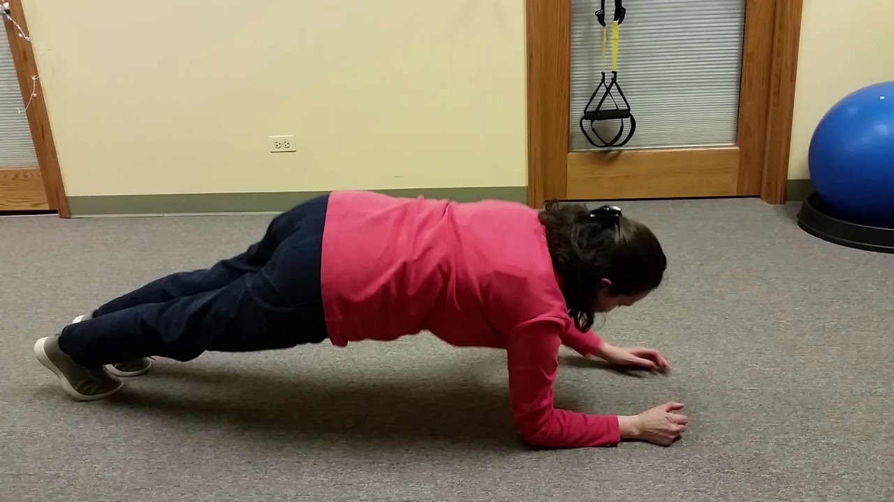 Shoulder stability - prone on forearms up to hands - YouTube