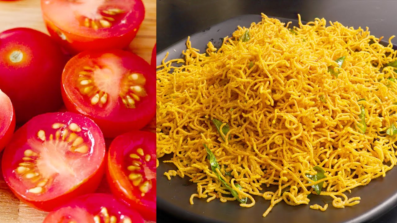 Crispy Sev with Tomato | Namkeen Style Tomato Sev recipe | Tamatar Sev ...