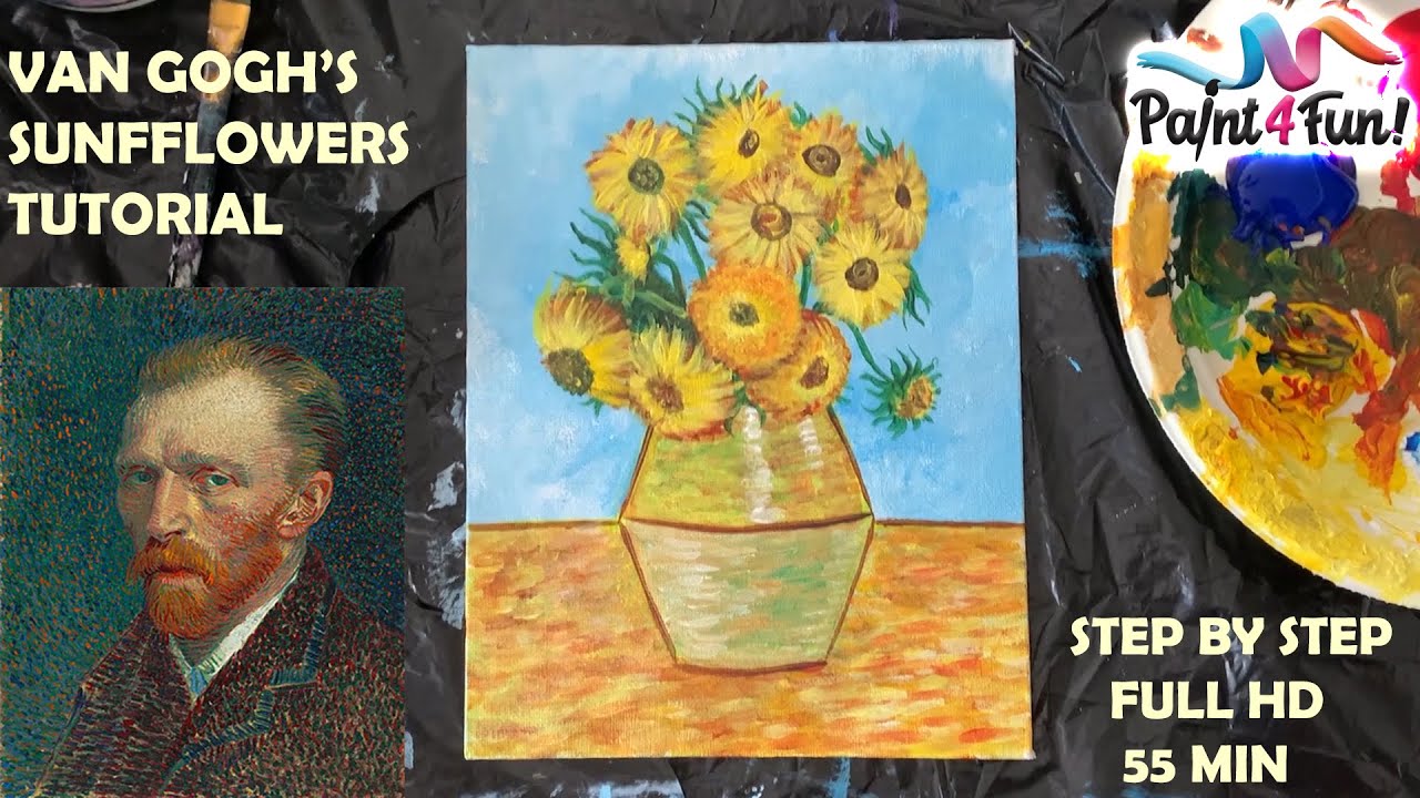 how to paint a Van Gogh's sunflowers | using acrylic paints - YouTube