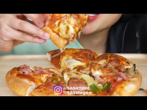 SAS-ASMR - PIZZA DELUXE PEPPERONI HAWAIIAN *Bites Only* - YouTube