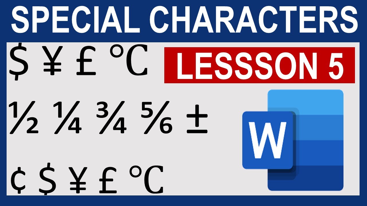 Microsoft Word Special Characters - lesson 5 - YouTube