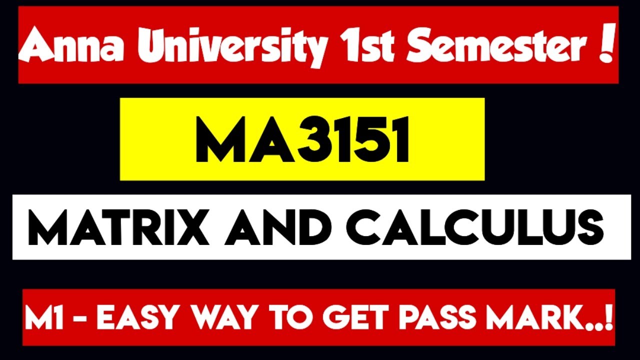 MA3151|Matrix and Calculus|Important Questions|Easy way to clear the ...