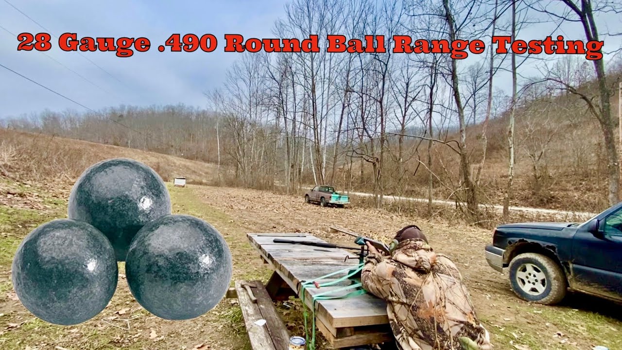 28 Gauge .490 Round Ball Range Testing - YouTube