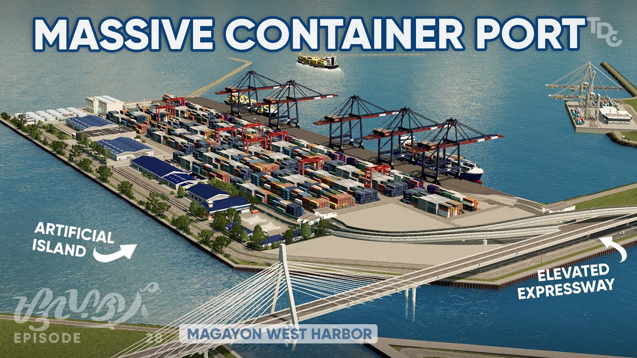 Building a MASSIVE CONTAINER PORT/Cargo Harbor in Cities: Skylines ...