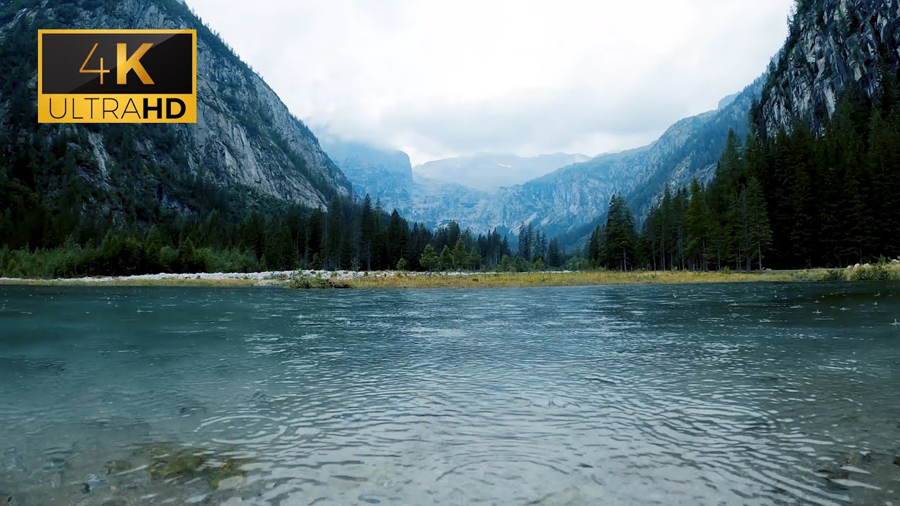 4K HD Rain on Pond, Relaxing Rain Noise Water Sounds for Sleeping - YouTube