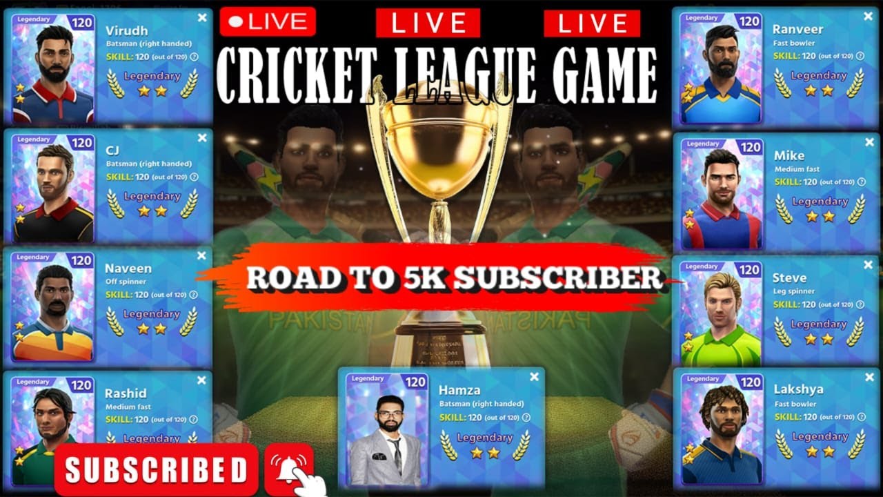CRICKET LEAGUE LIVE GAMEPLAY|ROAD TO 5K SUBSCRIBER|| LEGENDARY GAMEPLAY ...