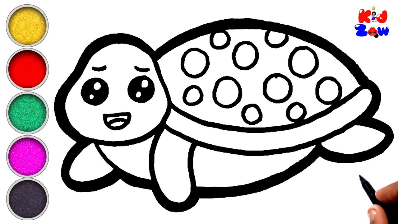 How to Draw a Tortoise - Drawing and Colouring for Kids and Toddlers ...