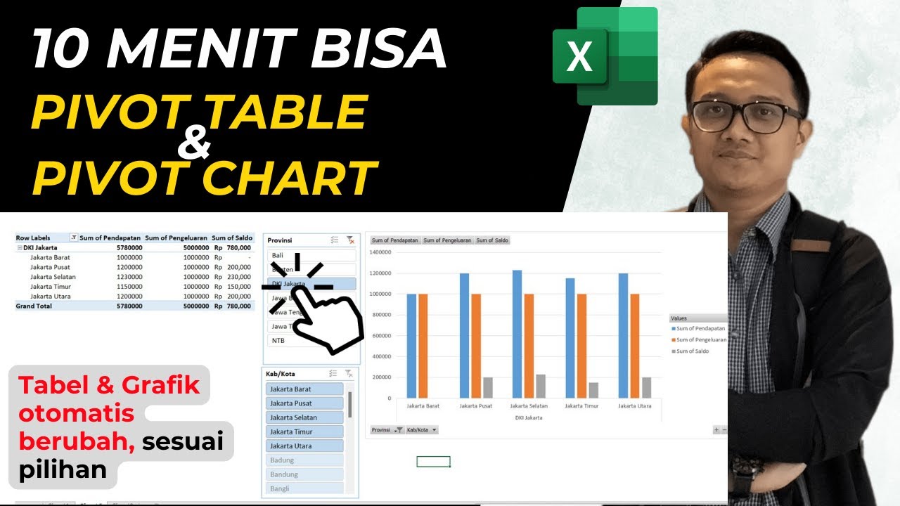 Cara menggunakan pivot table dan pivot chart (10 menit cukup) - YouTube