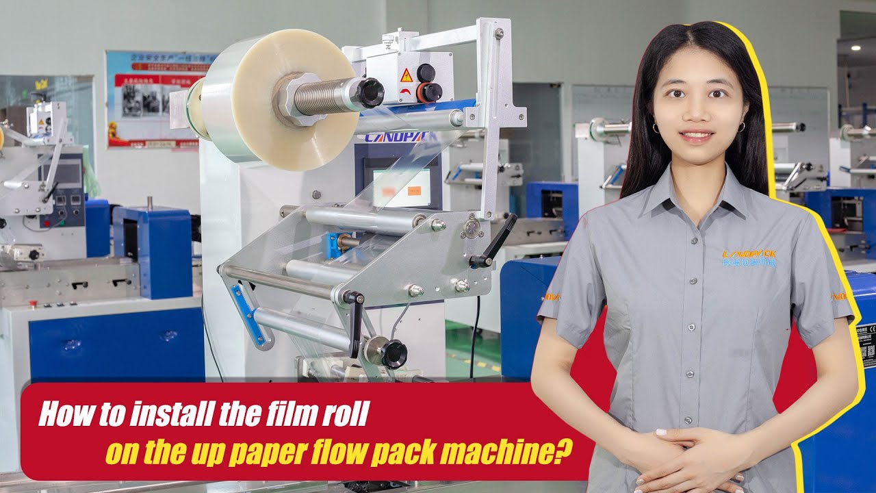 How To Install the Film Roll On The Up Paper Flow Pack Machine - YouTube