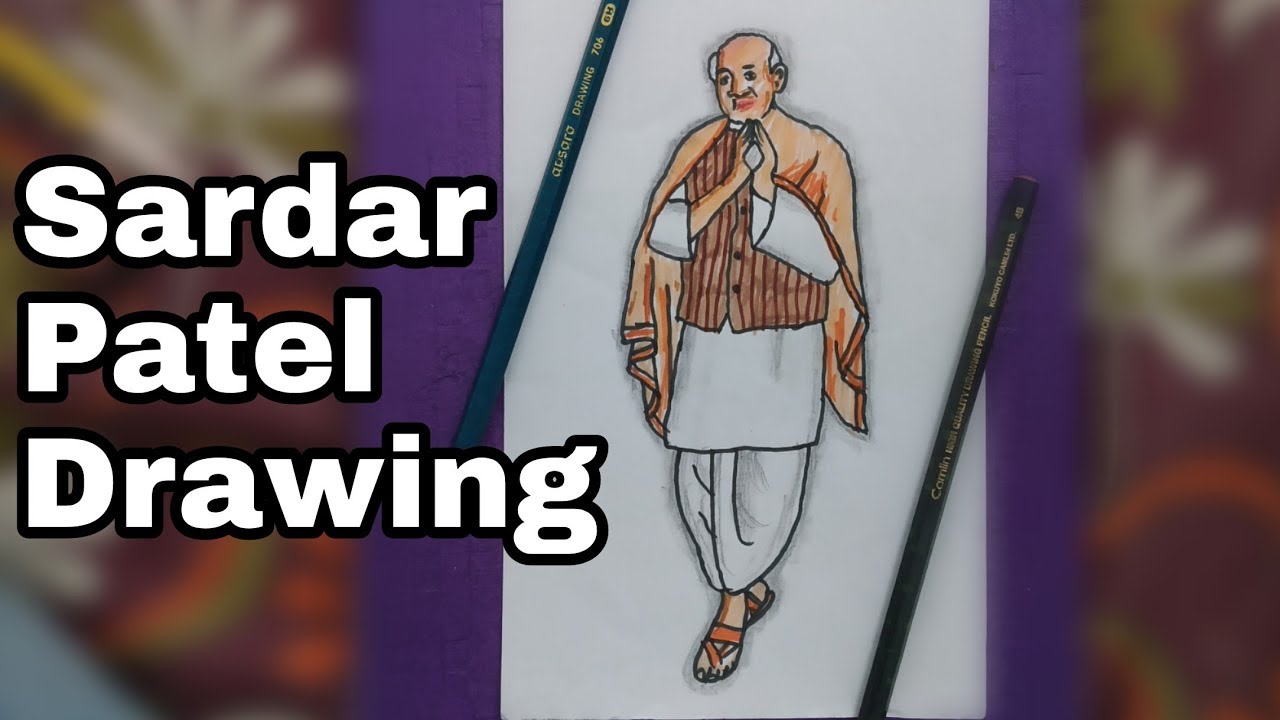 How to draw Sardar Vallabhbhai Patel Easy For Kids Step by Step - YouTube