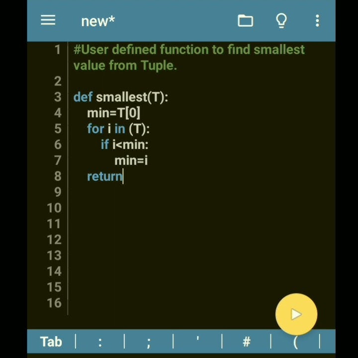 User defined function to find smallest value from Tuple #python #shorts ...