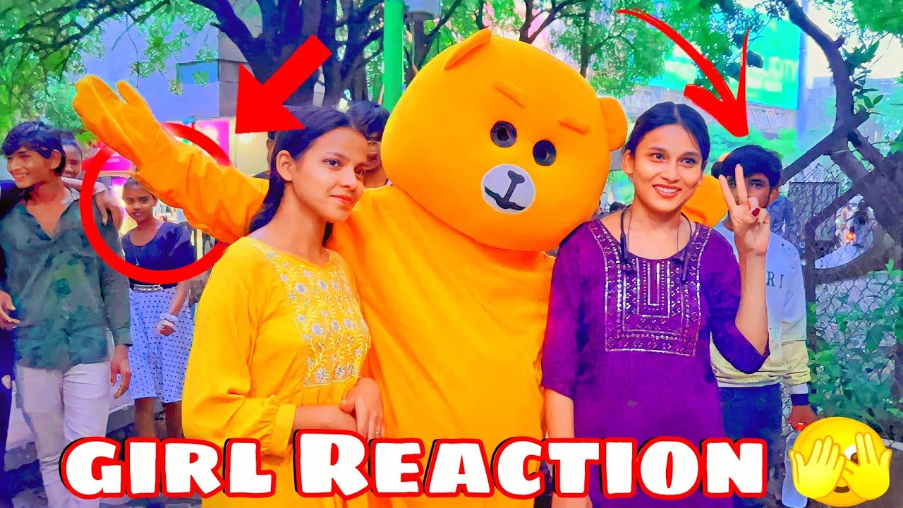 Teddy Bear Girl Reaction In Public Place 2023 New Video Public
