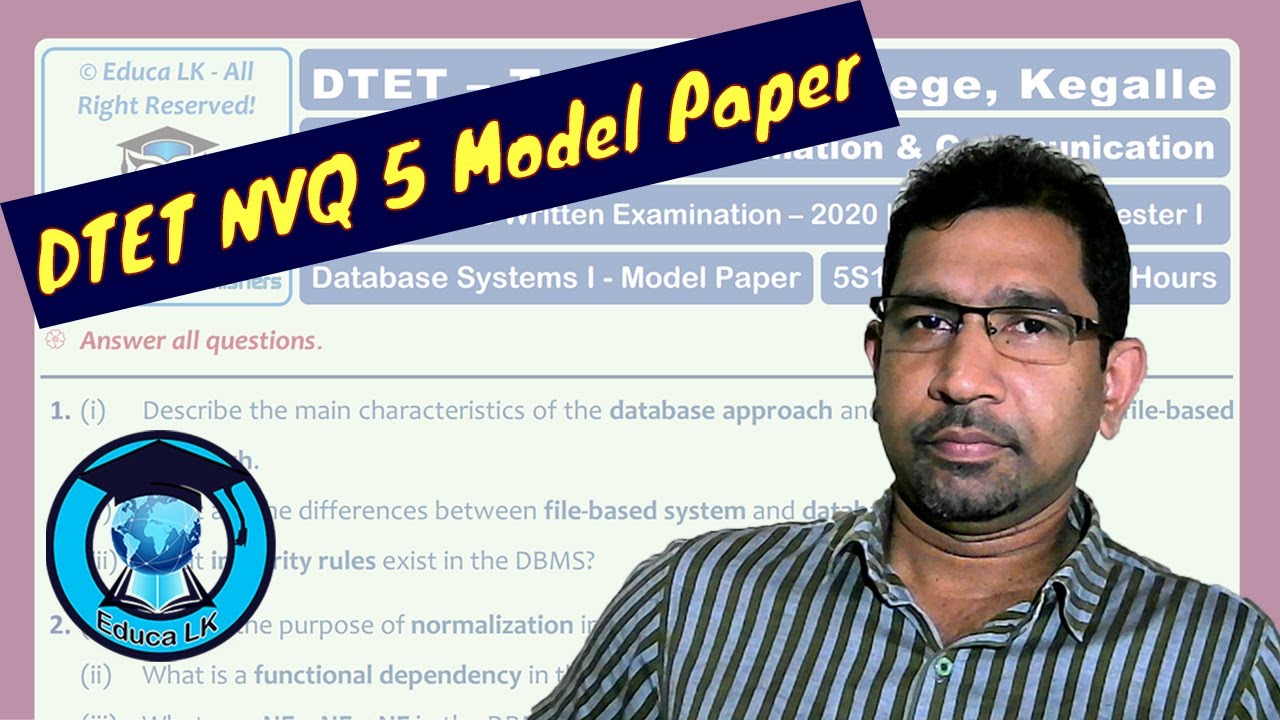 Model Paper for Database - I | DTET | NDICT 2020/21 - YouTube