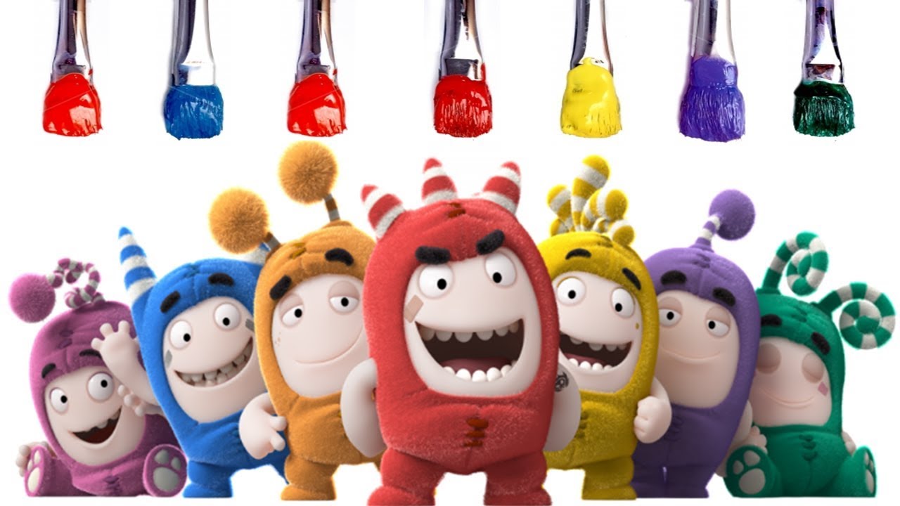 Learn Colors With Colorful Paint & Oddbods Toys 오드봇, 이상한 아이들 장난감 색깔 물감 ...