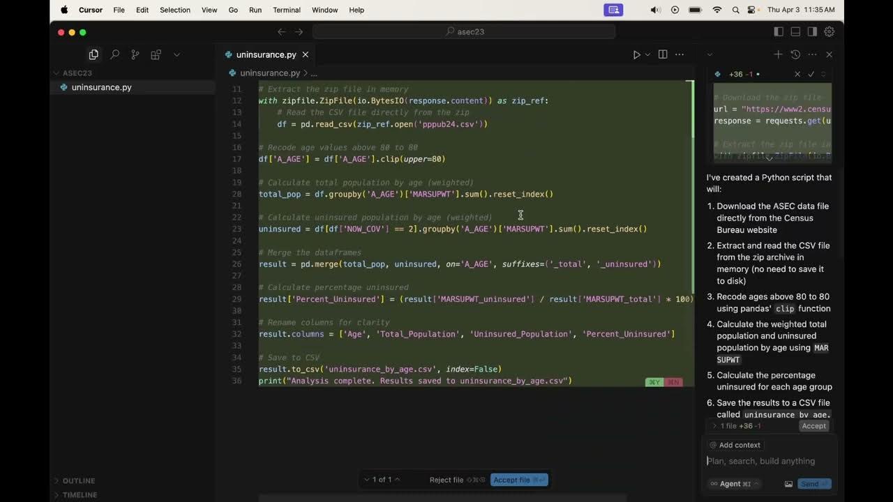 AI Coding Tutorial: Calculating Uninsurance Rate at Every Age - YouTube