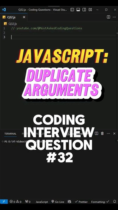 Q32 Check for Duplicate Arguments with JavaScript #JS #codinginterview - YouTube