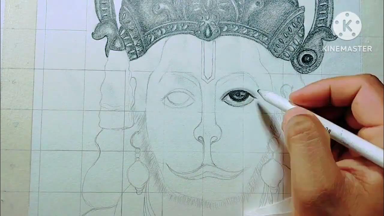 hanuman ji drawing // part 1 // how to draw hanuman ji.... - YouTube