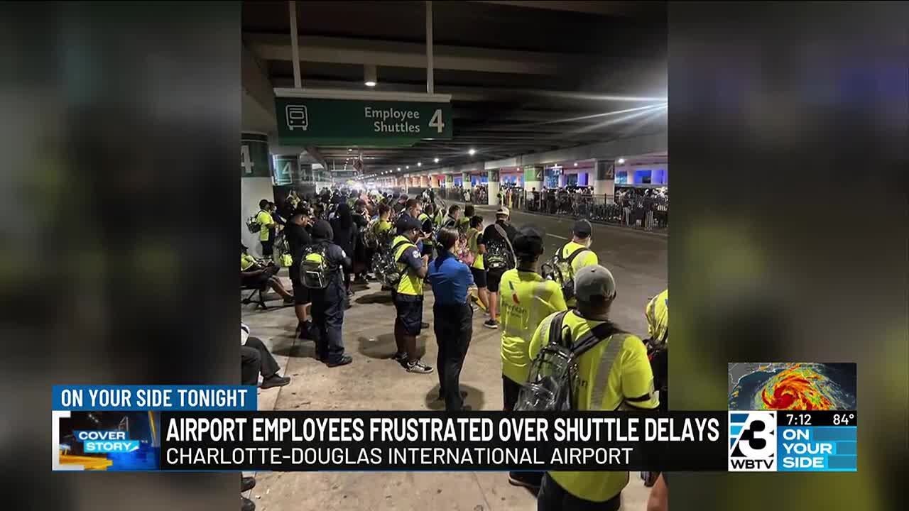 Charlotte airport employees frustrated over shuttle delays - YouTube