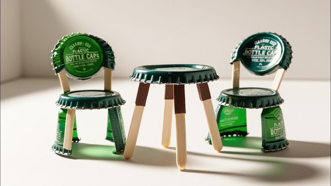 How to Make a Mini Chair Using Plastic Bottle Caps | Easy DIY Craft ...