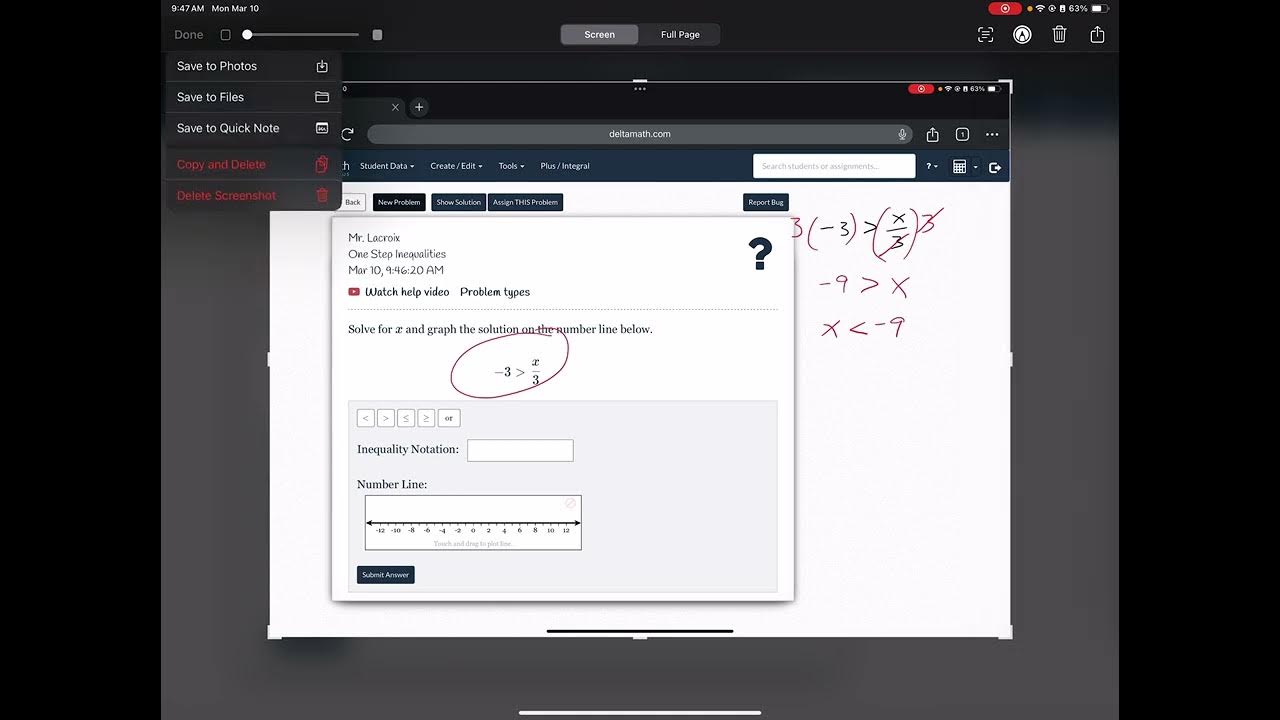 Deltamath One-Step Inequalities Solving and Graphing - YouTube