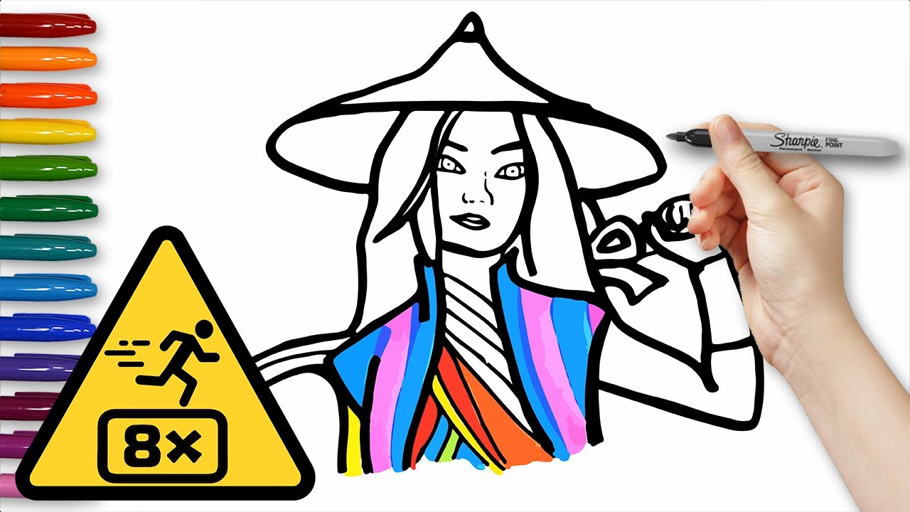 🌈 8x Speed Drawing Raya and the last dragon. Easy drawing and coloring ...