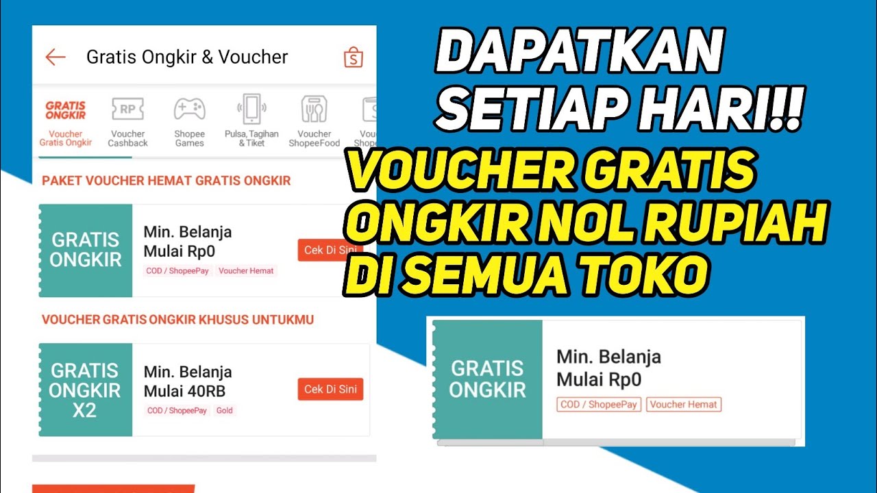 Cara mendapatkan voucher gratis ongkir Rp 0 Shopee Terbaru - YouTube