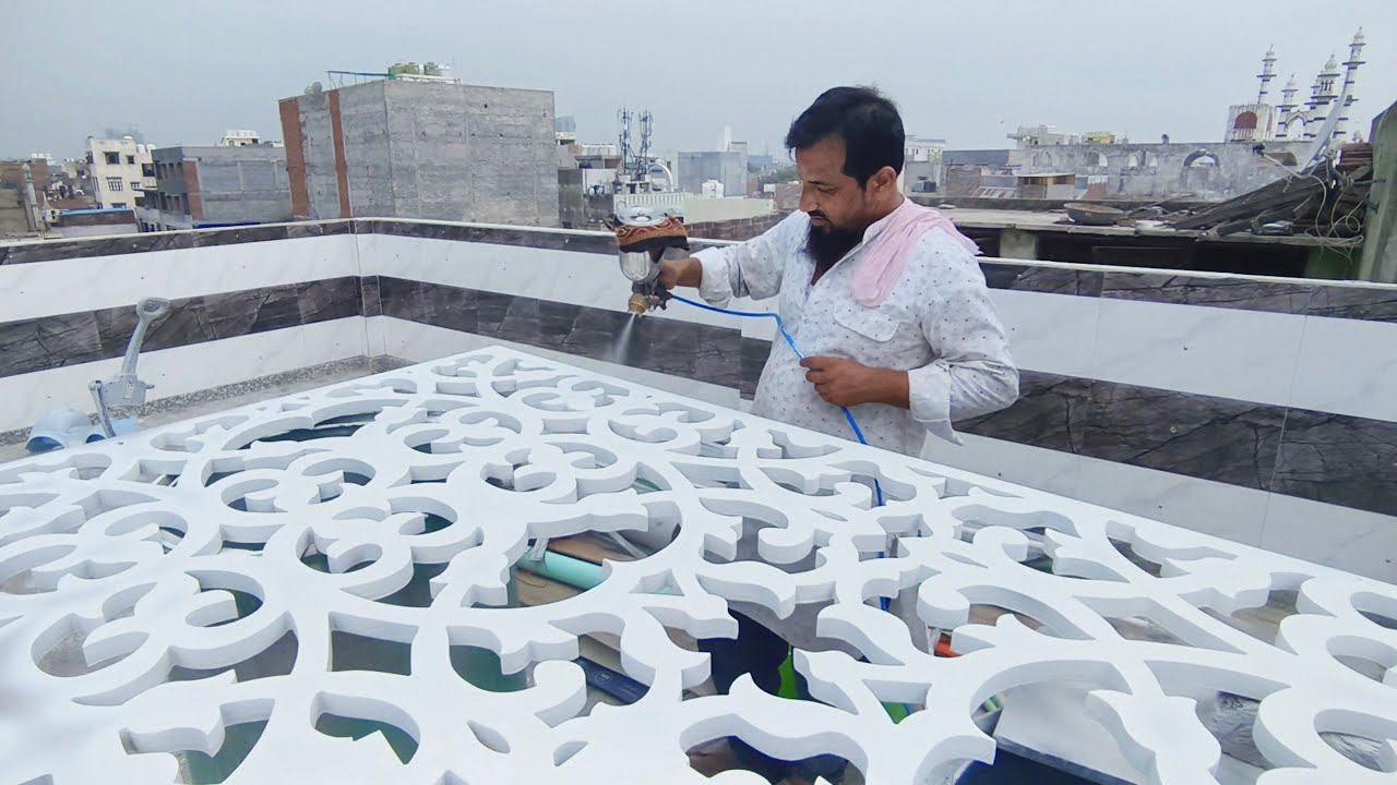 How to deco paint on jali | deco paint on mdf jali - YouTube