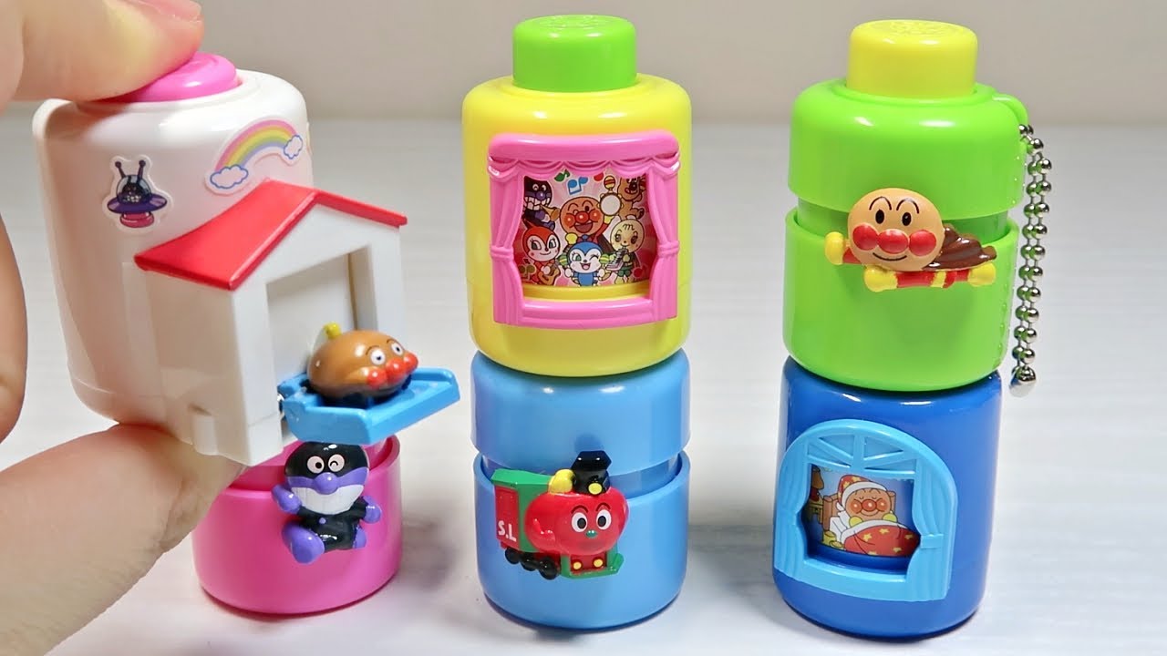 Push Push Anpanman Stackable Capsule Toy - YouTube
