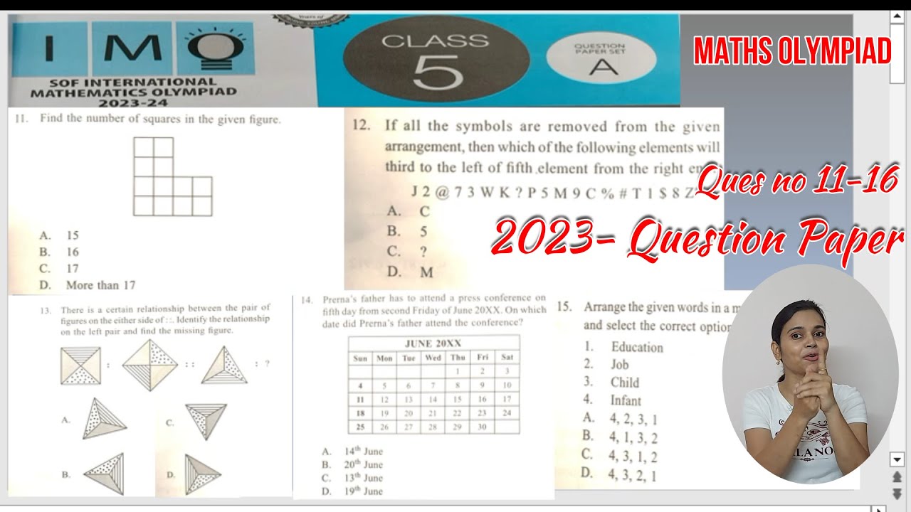 IMO 2023 Class 5 Question Paper SET A- Ques No 11-15 | Class 5 Math ...