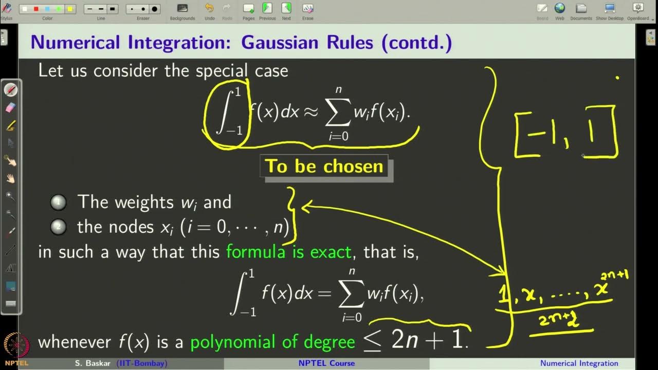 Week 10 : Lecture 51 : Numerical Integration: Gaussian Quadrature Rule - YouTube