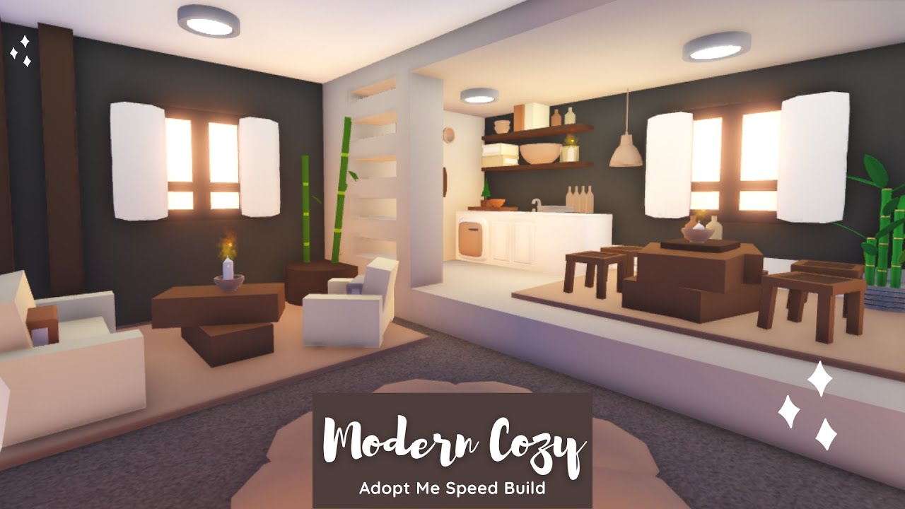 modern cozy 🌿 tiny home speed build + house tour | roblox adopt me ...