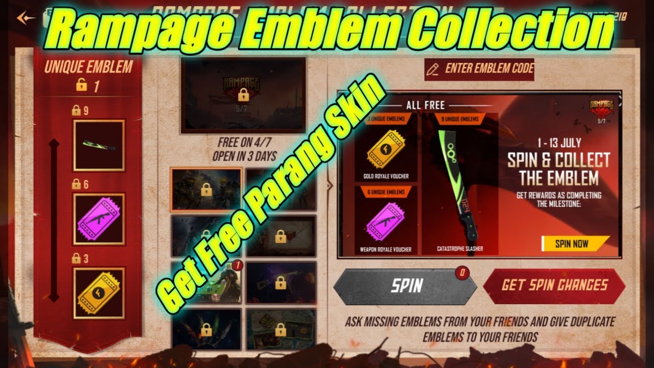 How To Complete Rampage Emblem Collection Event | Free fire | JimCutout ...
