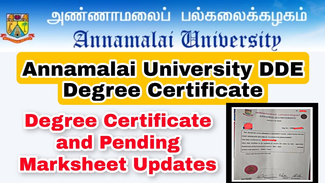 Annamalai University DDE Degree Certificate And Pending Certificate annamalai-university-dde-degree-certificate-and-pending-certificate