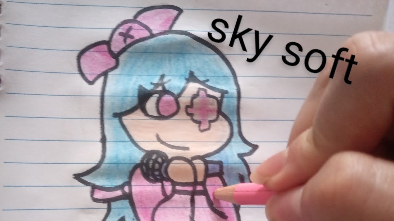 cómo dibujar a sky soft fnf paso a paso? ||how to draw sky soft fnf ...