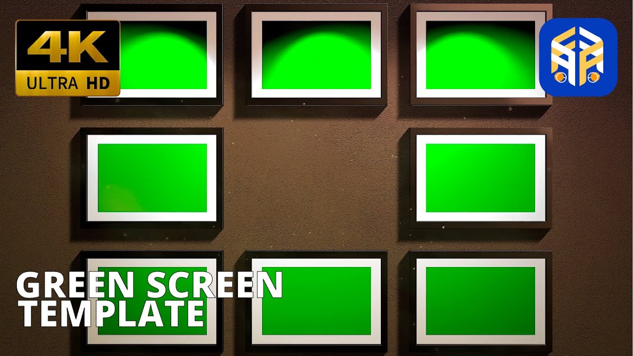 Free 4K Green Screen Hall of art gallery with pictures mock-up screen ...