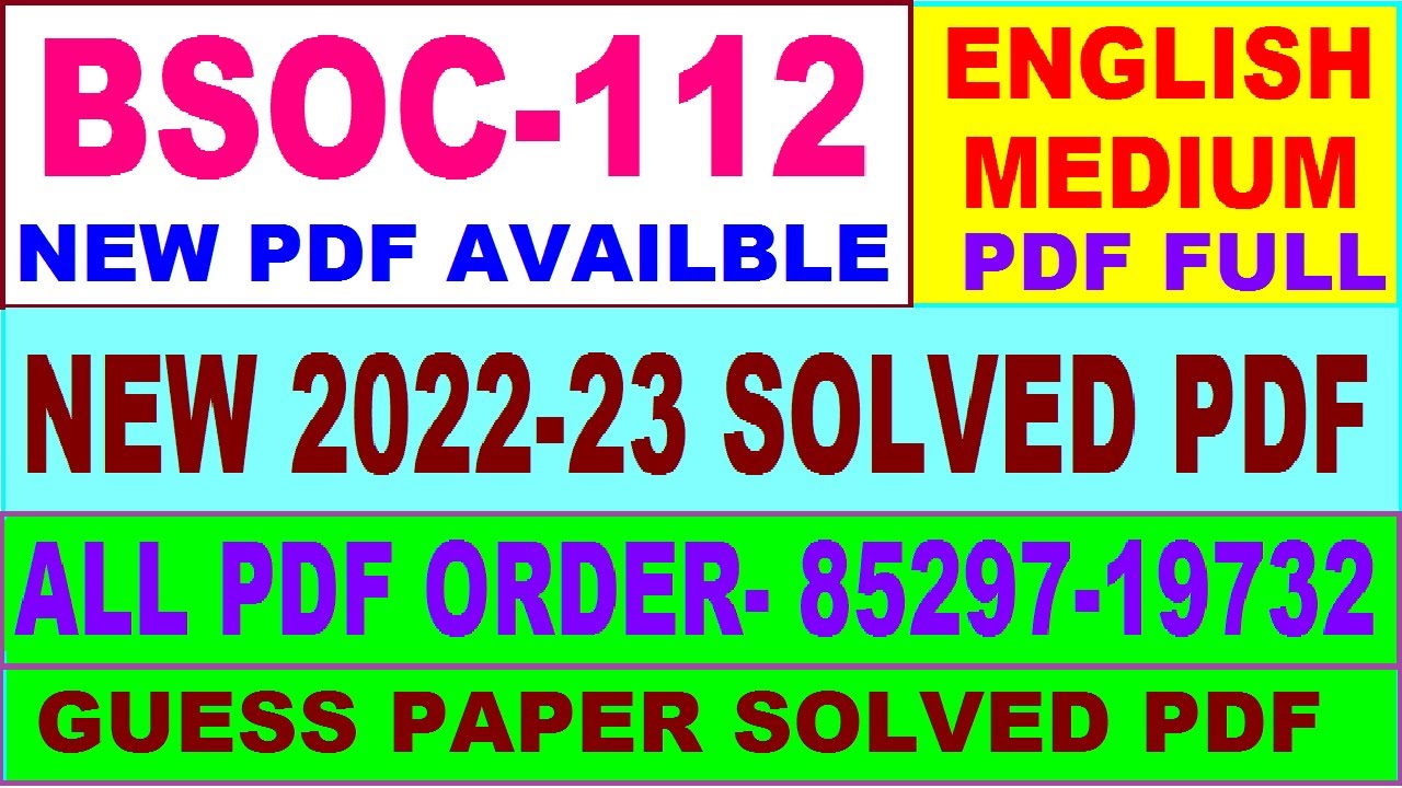 bsoc 112 solved assignment 2022-23 / bsoc 112 solved assignment in ...