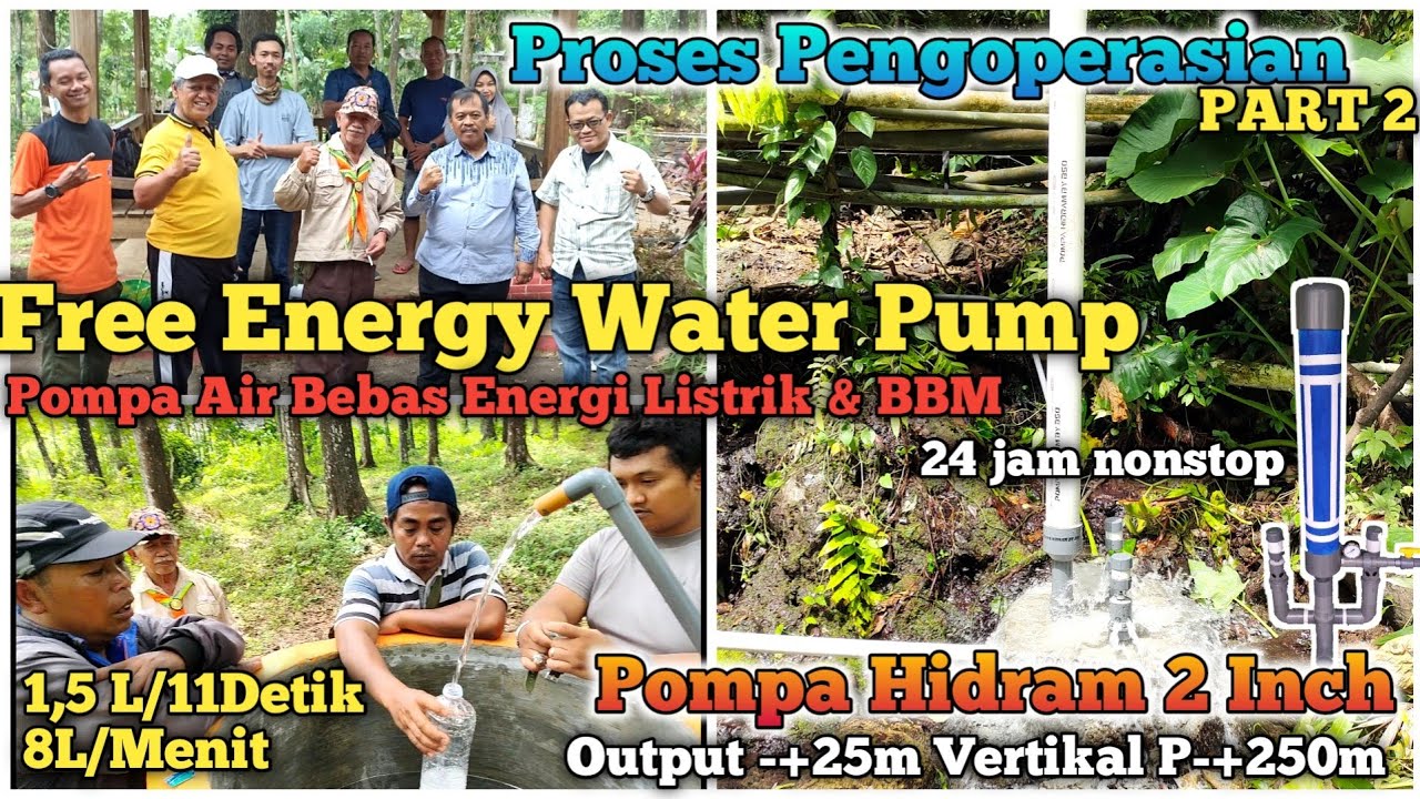 Pompa Air Bebas Energi Listrik Dan BBM 24 Jam Nonstop POMPA HIDRAM 2 INCH - YouTube