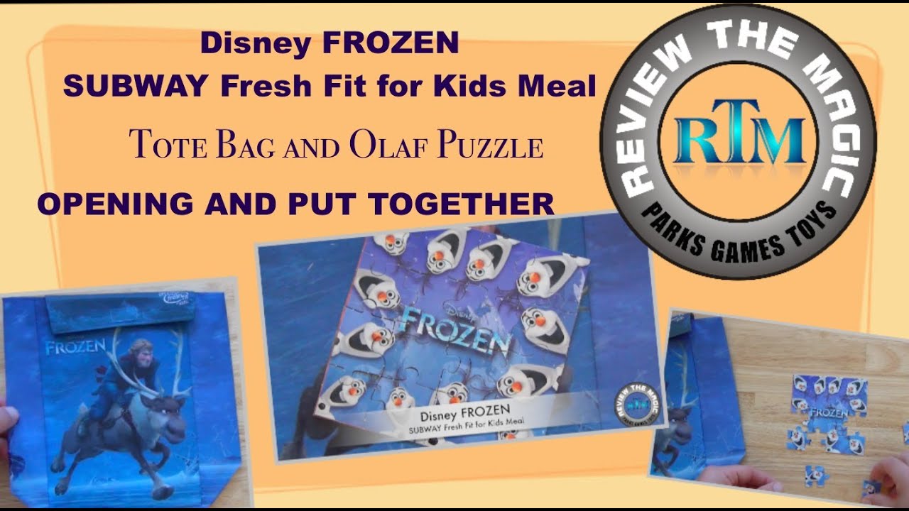 Disney FROZEN Subway Fresh Fit for Kids Meal Tote Bag and Olaf Puzzle ...