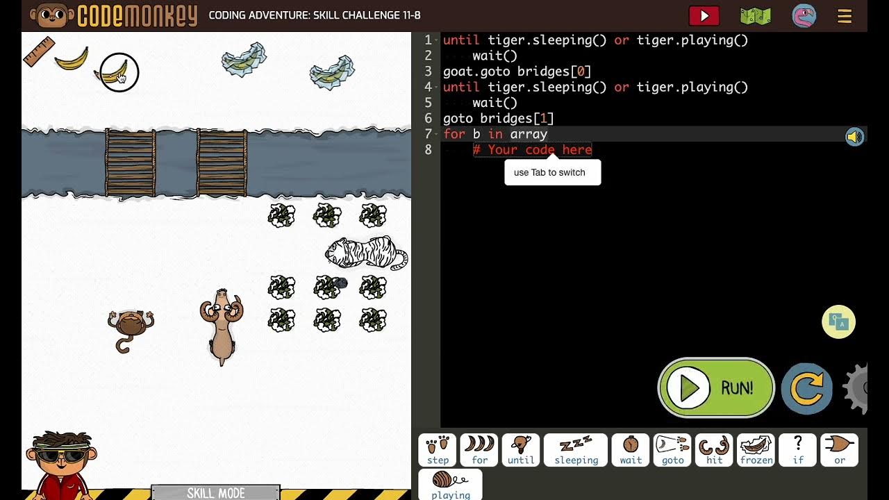 CodeMonkey Skill Mode 11-8 - YouTube