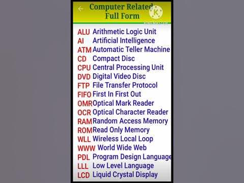 Computer Related Full Forms l OMR, CD, ALU, AI, ATM, CPU, DVD l #shortsvideo #youtubeshorts # ...