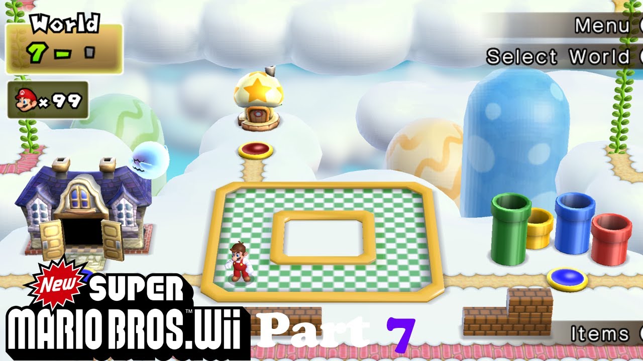 TMSW: New Super Mario Bros Wii (Cloud World Part 7 World 7) - YouTube