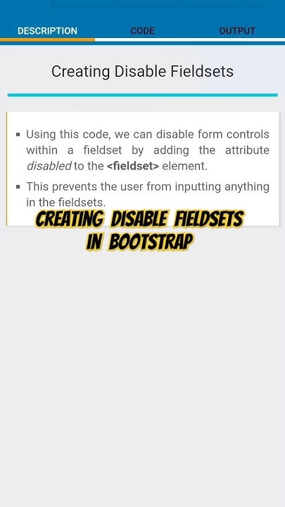 Creating disable field sets in Bootstrap @ctutorialbynaziasohail - YouTube