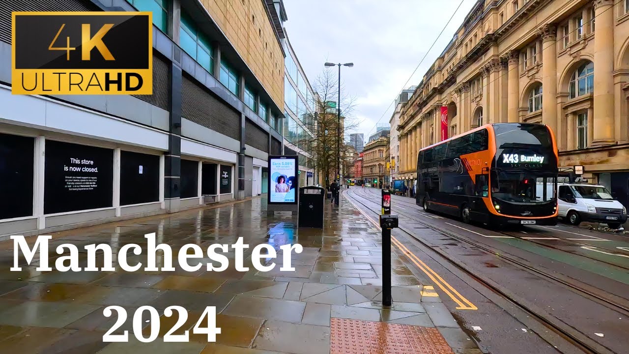 Exploring Manchester City in Rainy Morning / Walk With Me / 4K 60FPS ...