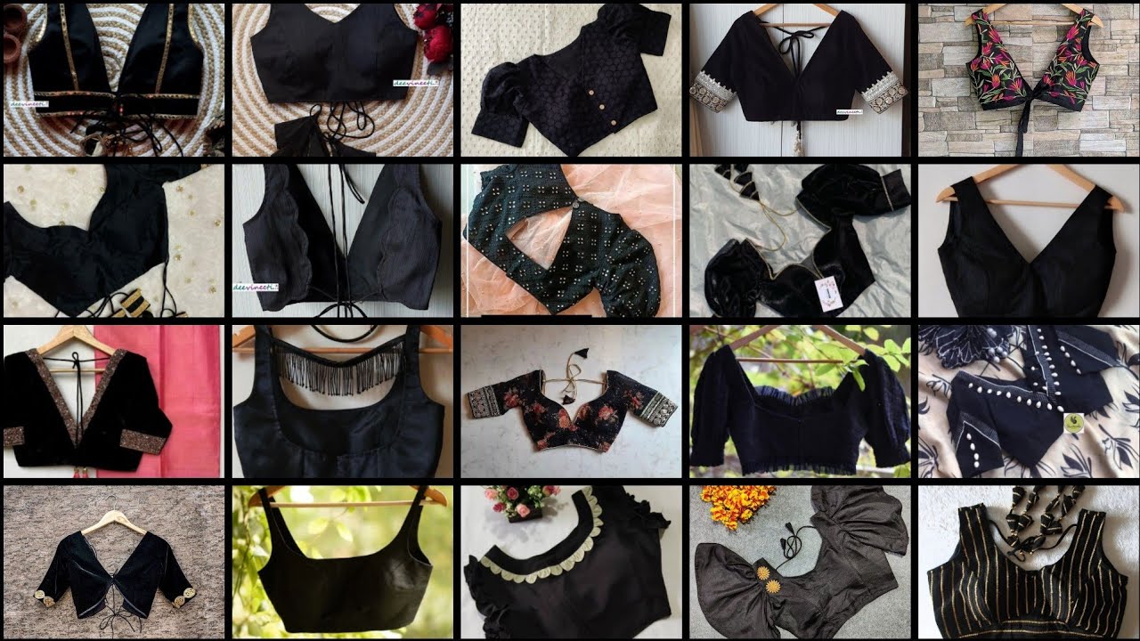 100+Black bouse design New| Black Saree Blouse Designs| Black net ...