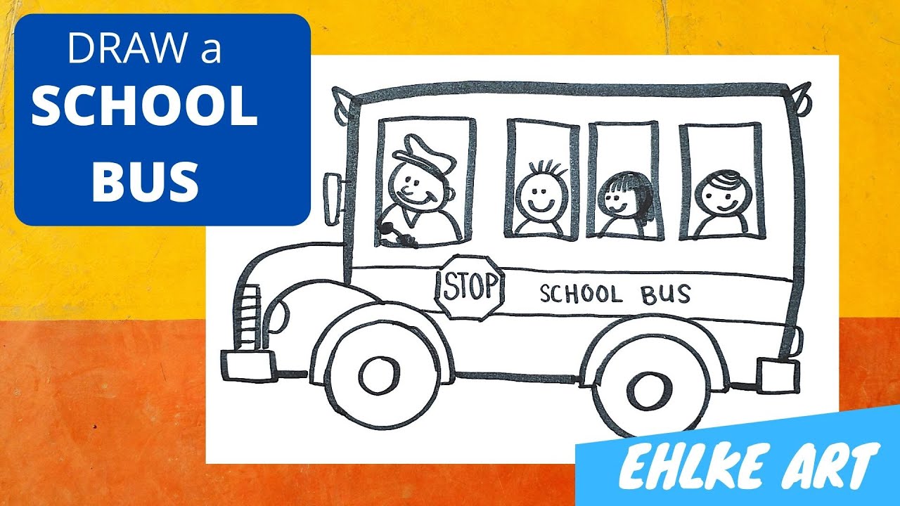 How to DRAW a cartoon SCHOOL BUS - YouTube
