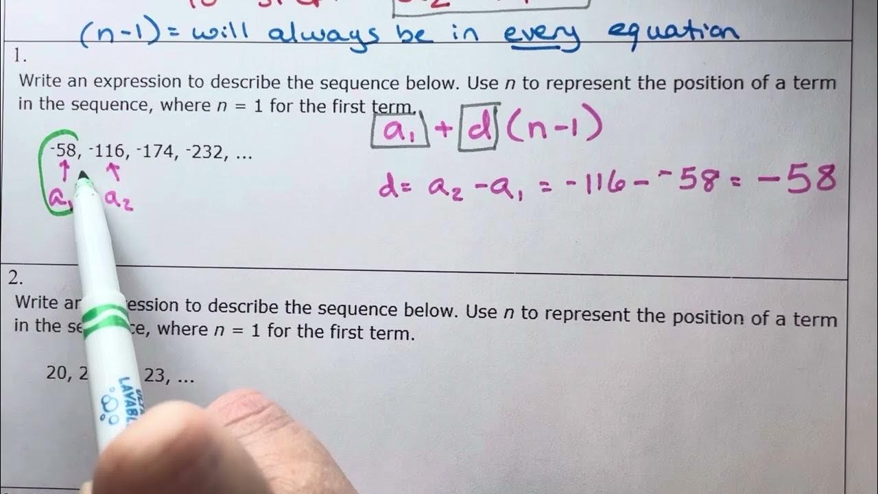 Write Variable Expressions for Arithmetic Sequences (Example 1) - YouTube