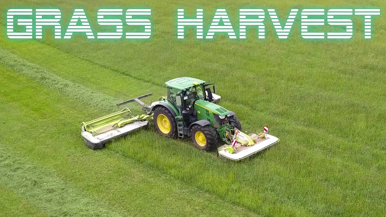 Grass Harvest by Drone | Windrow Merge & Round Bale Formation | CLAAS ...