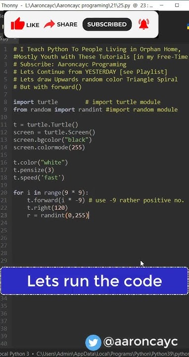 Turtle In Python Create Upwards🔼 Triangle Forward Python Pythonprogramming Pythontutorial 