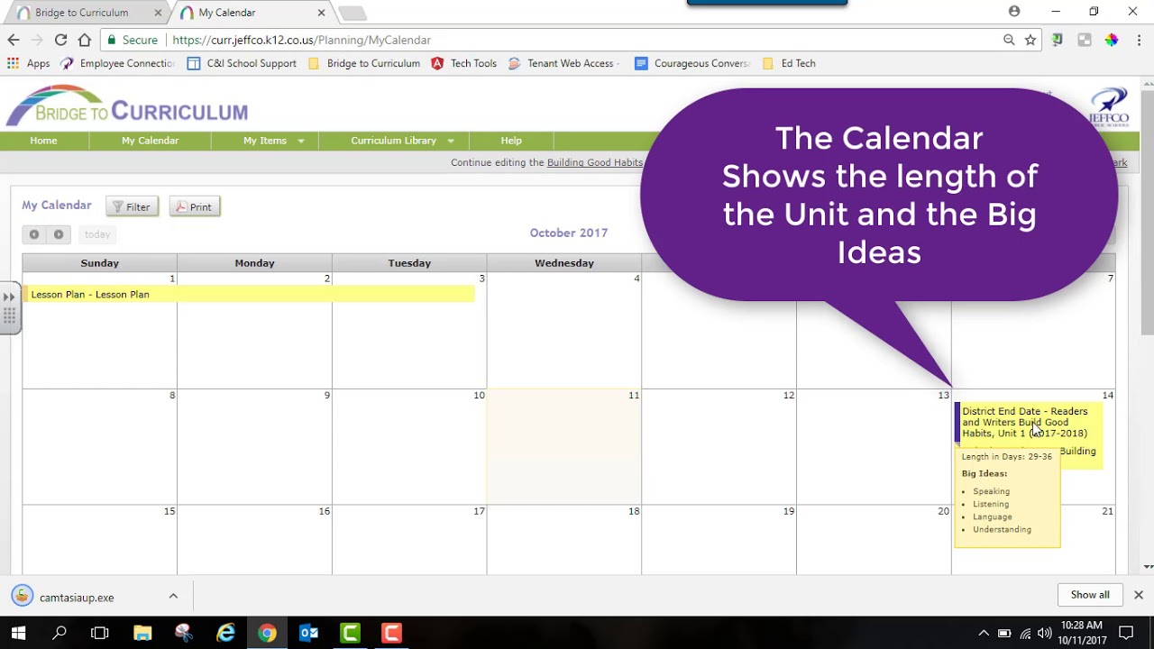 Customizing a Unit Plan-My Calendar - YouTube