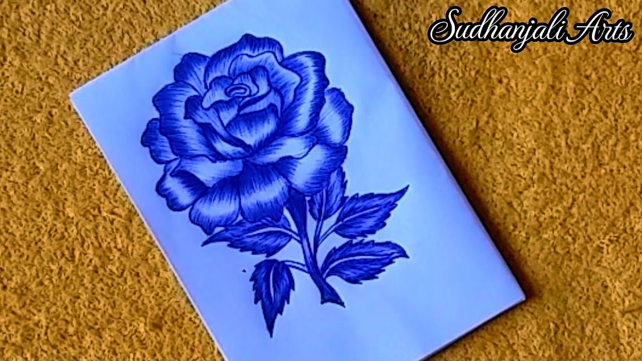 how to draw a Rose step by step || how to draw Rose drawing using ...